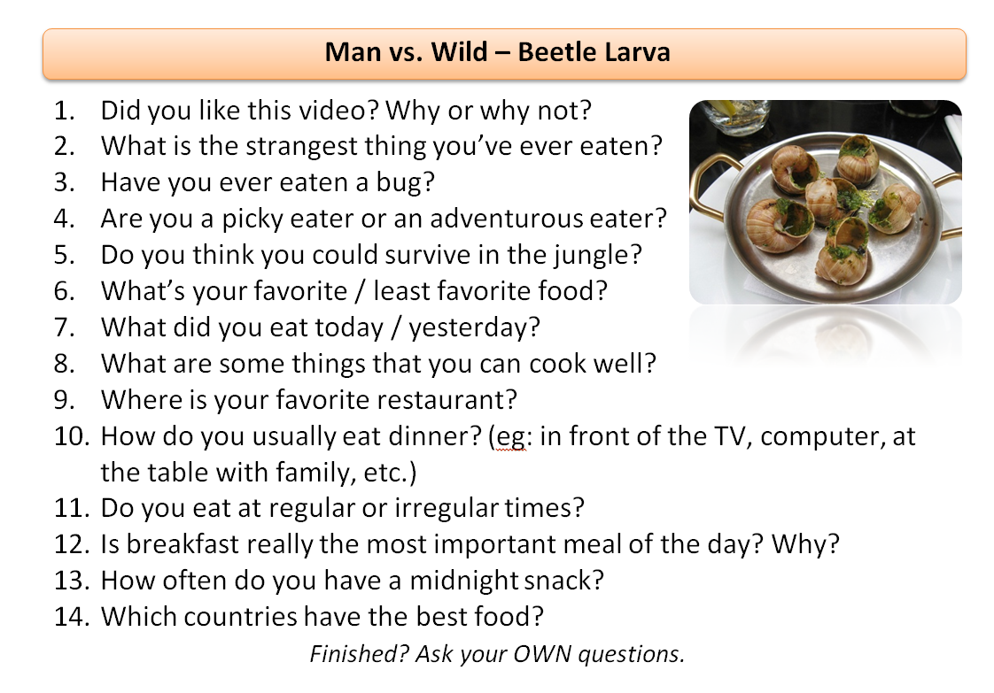 14 – Man vs. Wild – Beetle Larva – esldocs